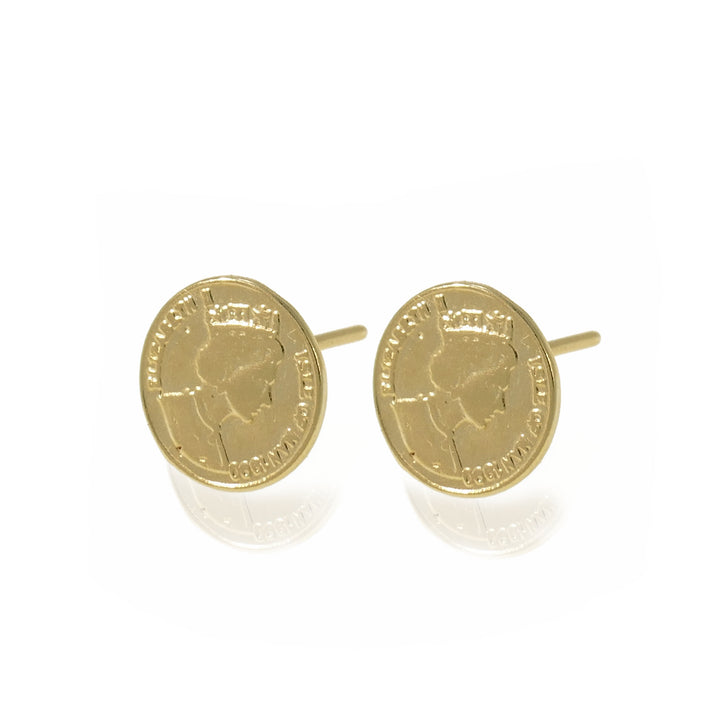 Gold coin Stud Earrings, Gold earrings – Avnis