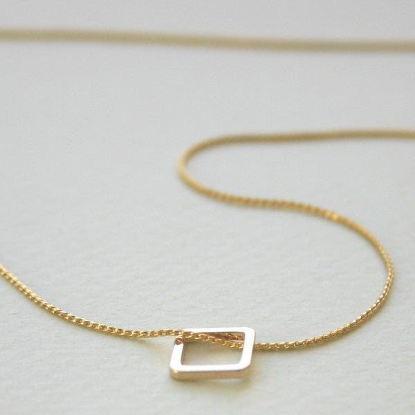 Square pendant, Gold geometric necklace, Everyday necklace, Jewelry – Avnis